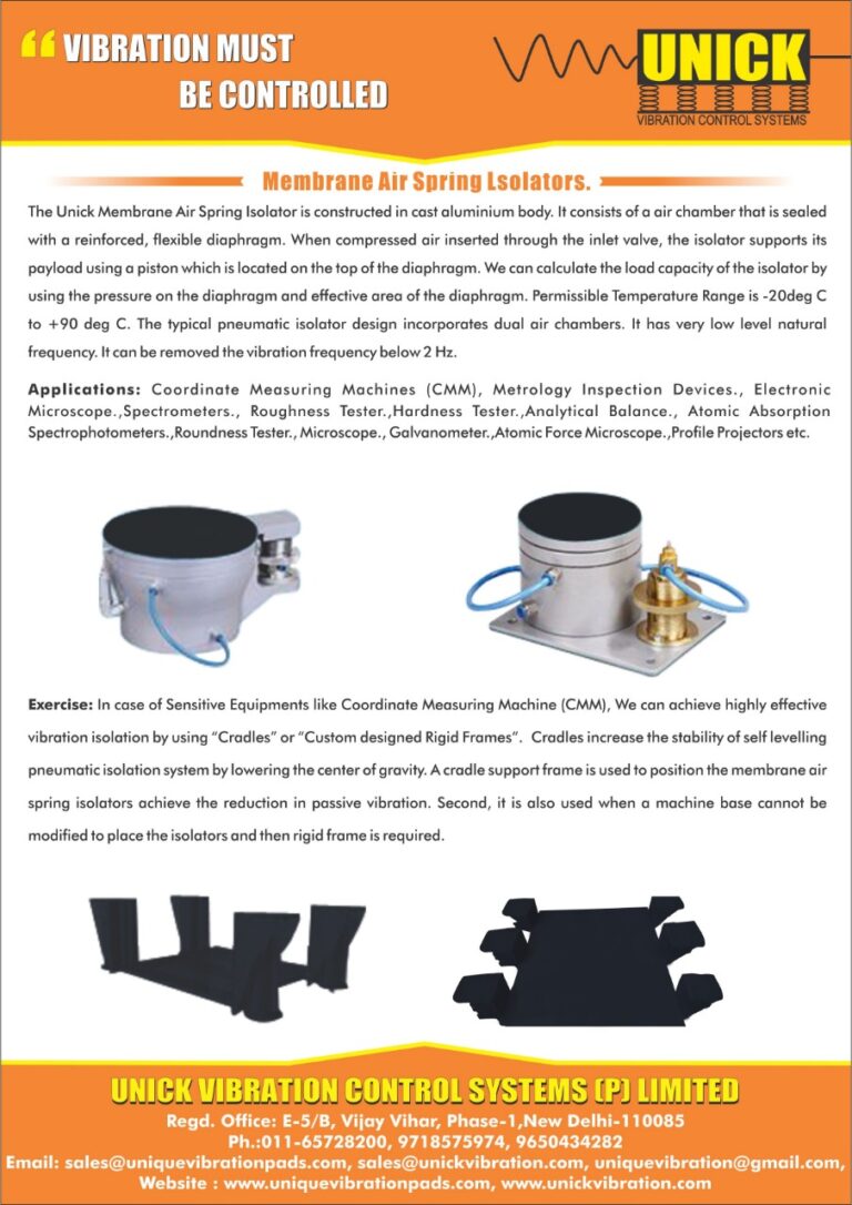 Membrane Air Spring Isolators Manufacturer in India | Unick Vibration